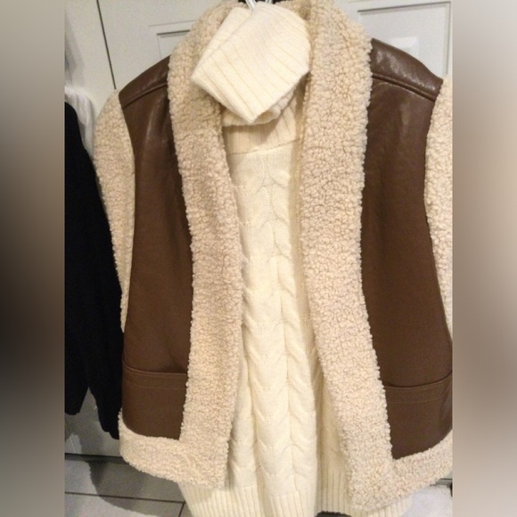 Jackets & Coats | Leather Wool Vest Size Small But Super Oversized Plus ...